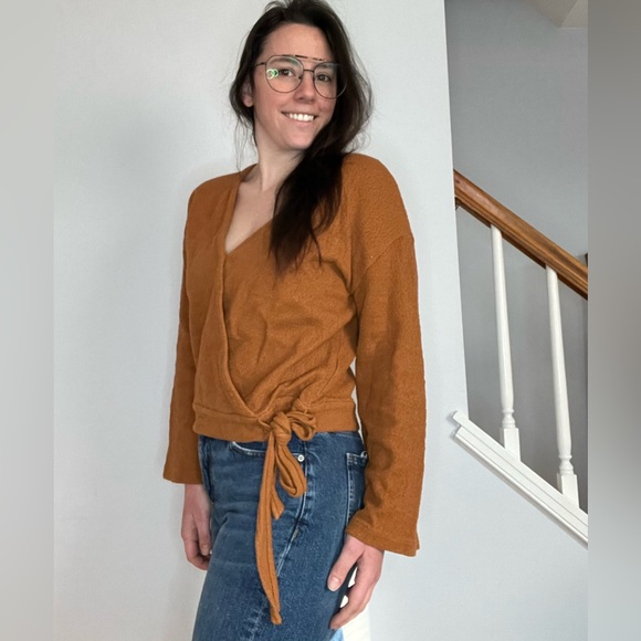 Sweaters | Madewell Texture Thread Burnt Orange Wrap Top Large | Poshmark